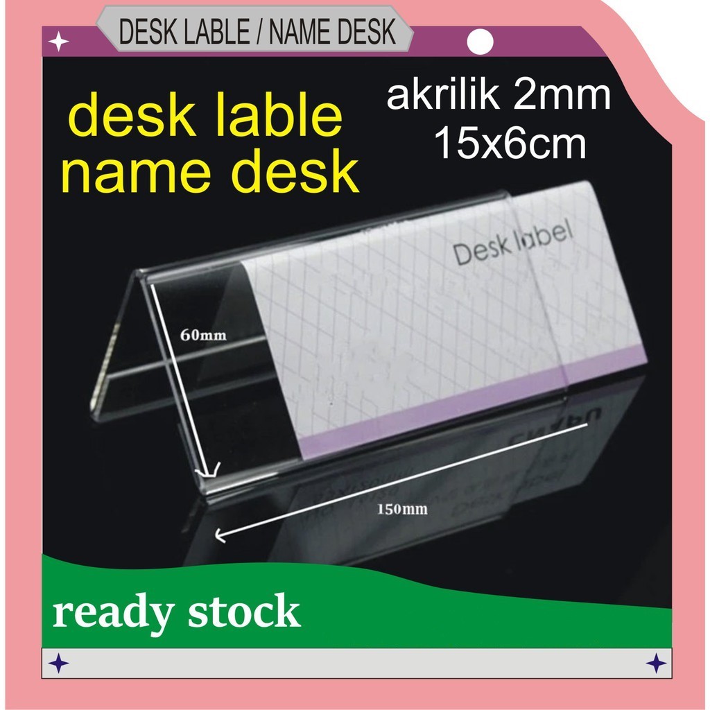 Jual DESK LABLE / NAME DESK ACRYLIC SEGITIGA BENING 2MM 15X6CM | Shopee ...