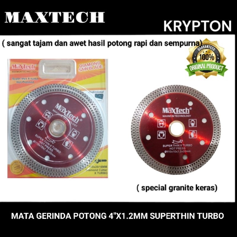 Jual maxtech mata gerinda potong 4"x1.2mm superthin turbo (.special granite keras ) | Shopee ...
