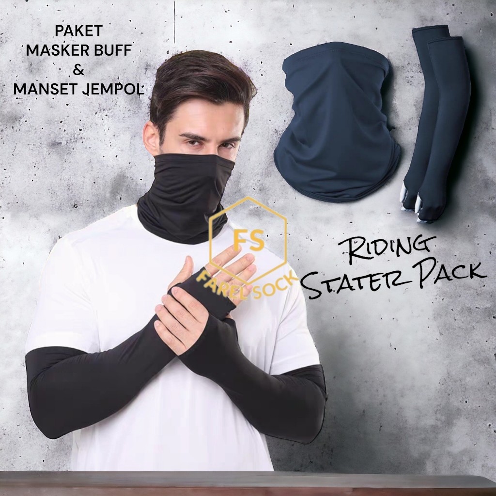Jual Paket Riding dan Hiking Starter Pack Masker Baff Manset Jempol Mask Buff handsock bundle ...