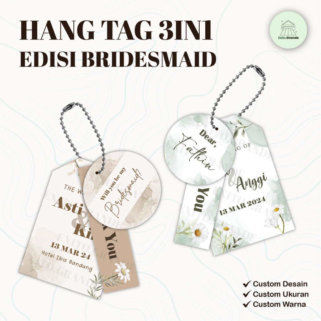 Jual Hang Tag 3in1 Bridesmaid / Attire Guide / Undangan / Souvenir ...