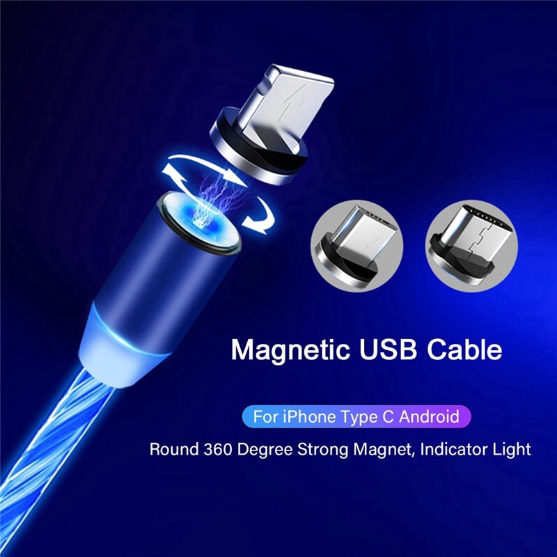 Jual Kabel Data Magnetic 3 in 1 full led multi 3 connector type C micro ...