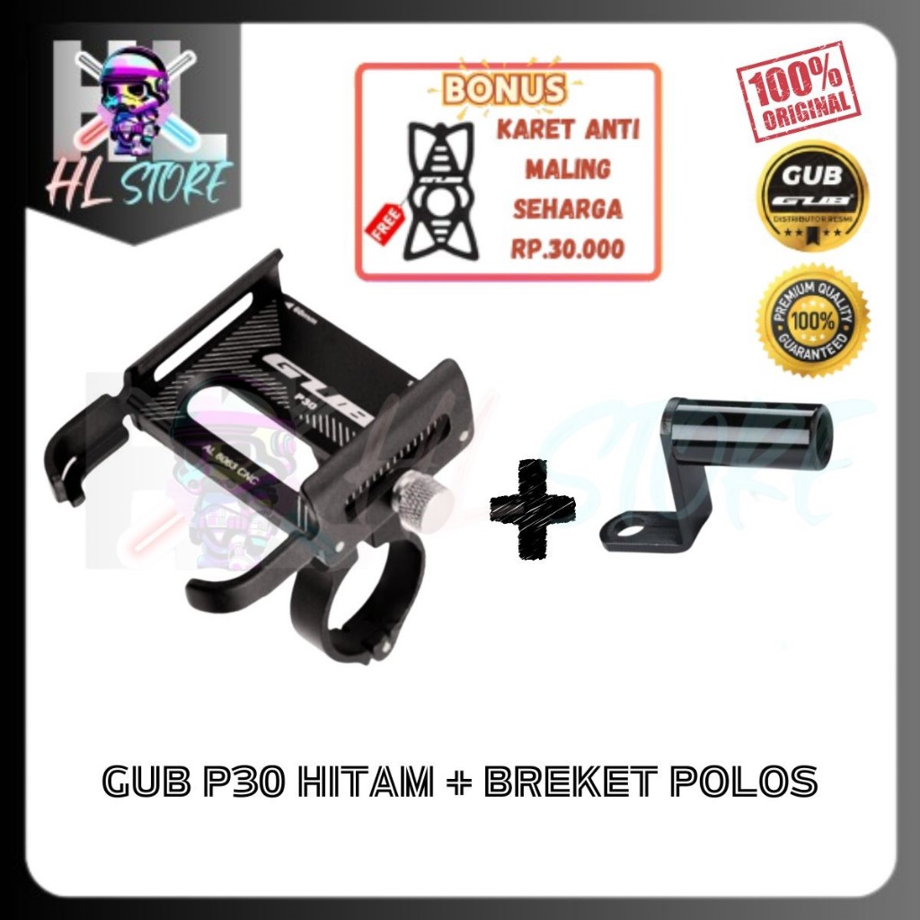 Jual PHONE HOLDER GUB P30 FULL BESI METAL ALUMINIUM ROTASI 360 TEMPAT DUDUKAN HP DI MOTOR KUAT ...