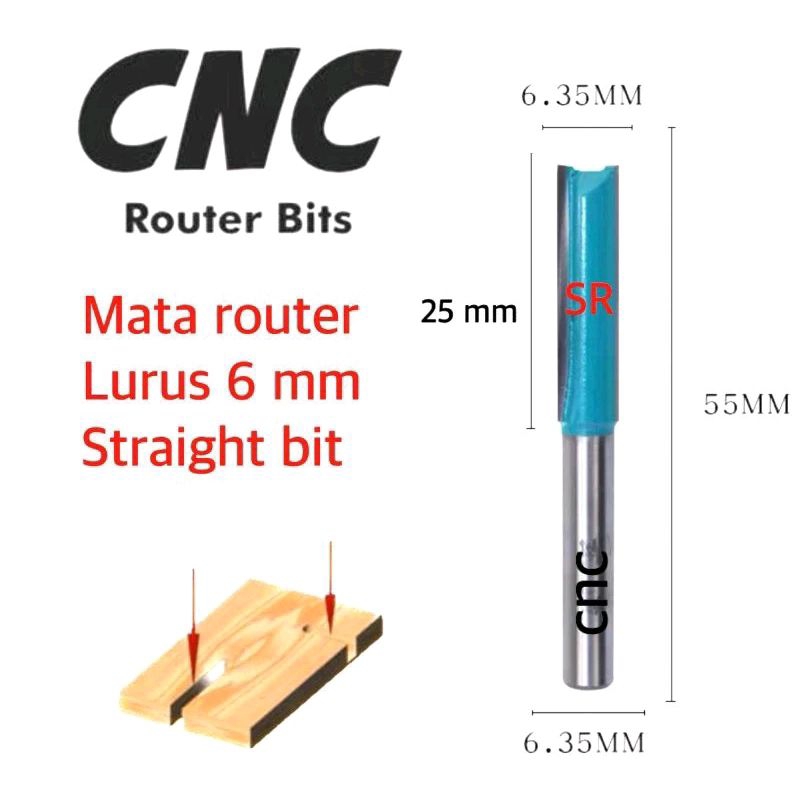 Jual Mata Router/ Profil Lurus 6 mm/ Straight Bits CNC | Shopee Indonesia