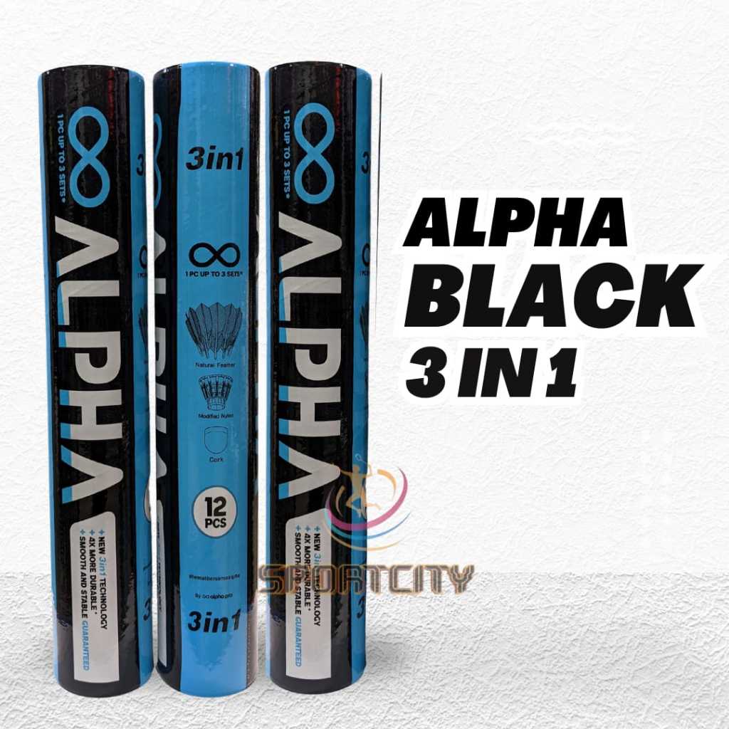 Jual Shuttlecock cock Badminton 3 IN 1 ALPHA BLACK 77 78 / ALPHA ECO ...