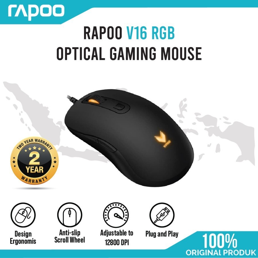 Jual Rapoo Optical Gaming Mouse V16 RGB Black | Shopee Indonesia