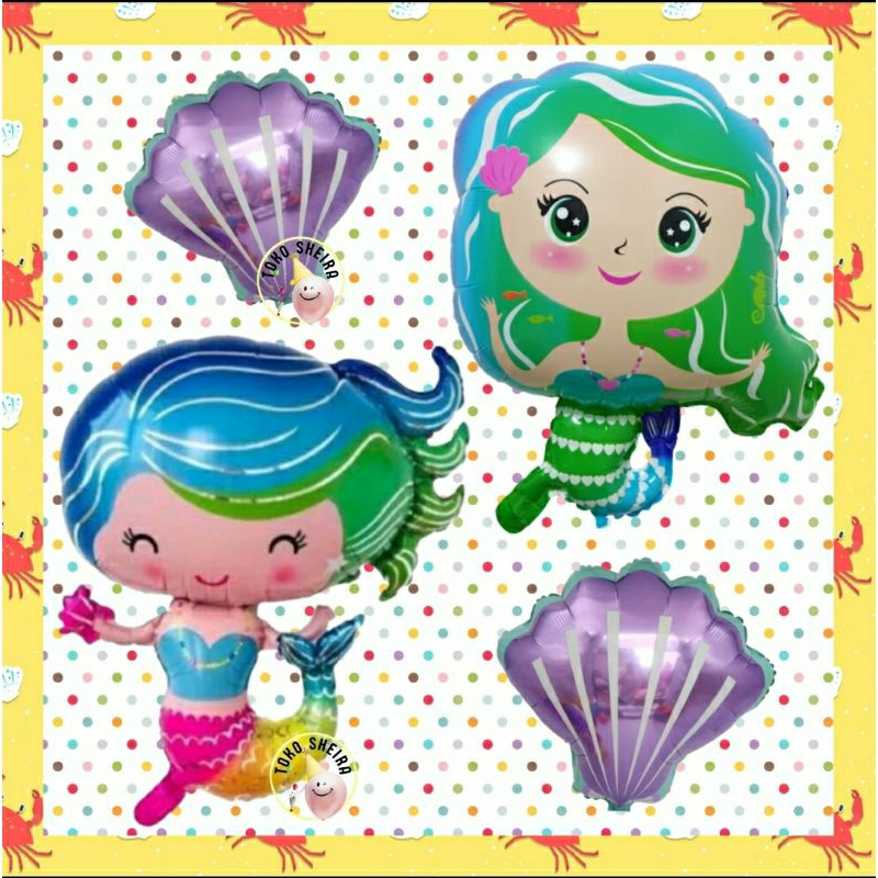 Jual Balon Mermaid Jumbo 60 cm Balon Kerang Laut Ungu Cake Topper ...