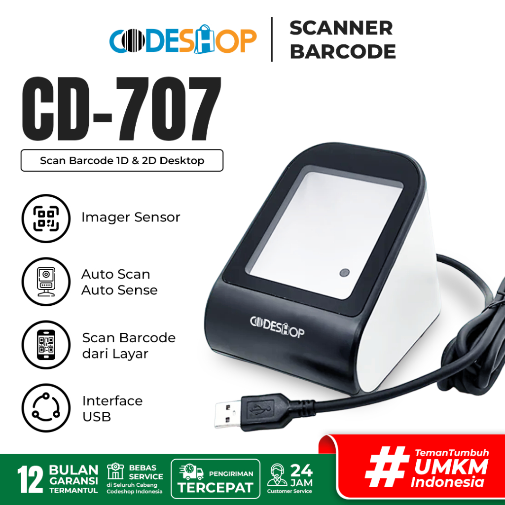 Jual BARCODE SCANNER CD-707 CODESHOP OMNI 2D PAYMENT BOX QR CODE DANA ...
