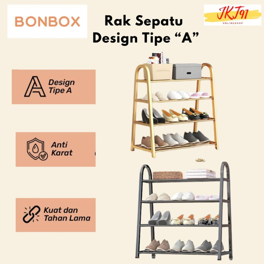 Jual Rak Sepatu Sandal BONBOX SAMONO 4 Susun Besi Baja Minimalis ...