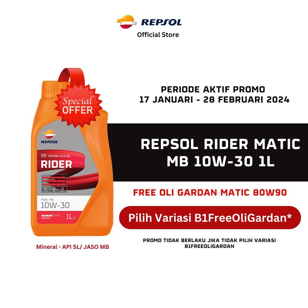 Jual Repsol Oli Motor Rider Matic MB 10W-30 Pelumas Mesin Terbaik - 1L ...