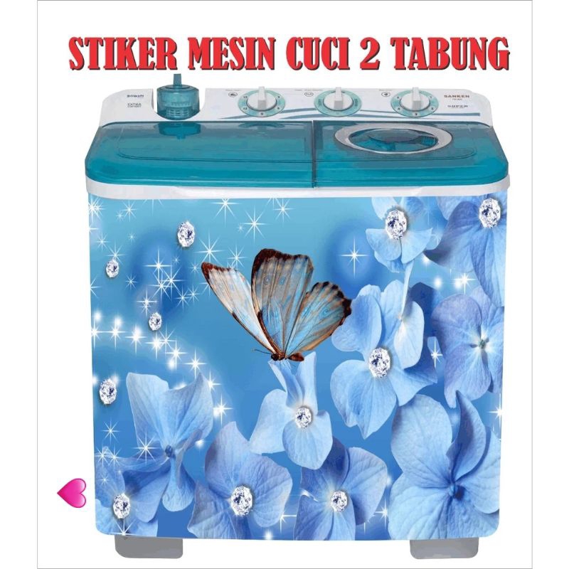 Jual stiker mesin cuci 2 tabung motif bunga cantik dan elegant full ...