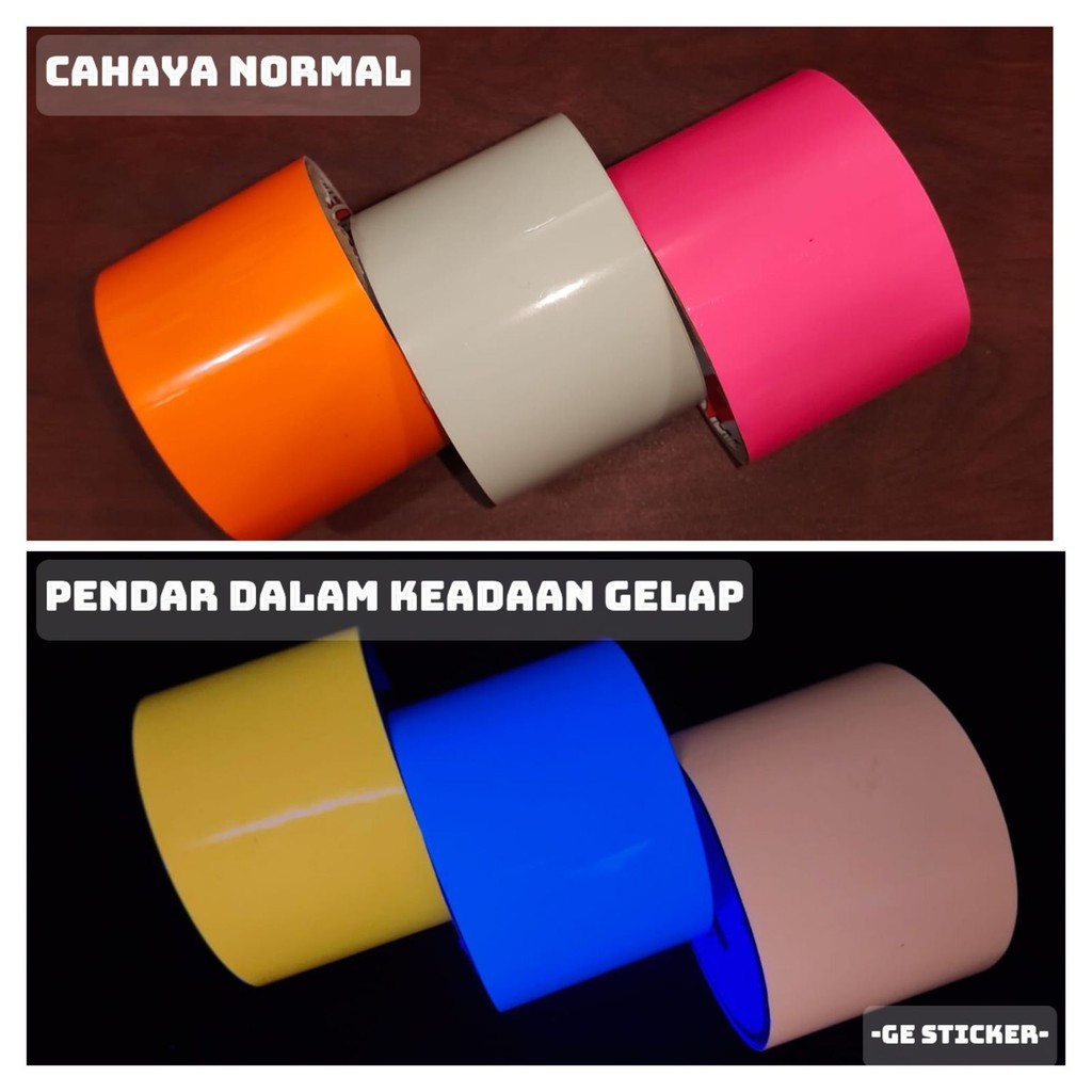 Jual STICKER COLOURFUL FOSFOR GLOW IN THE DARK PHOTOLUMINESCENCE 120cm ...