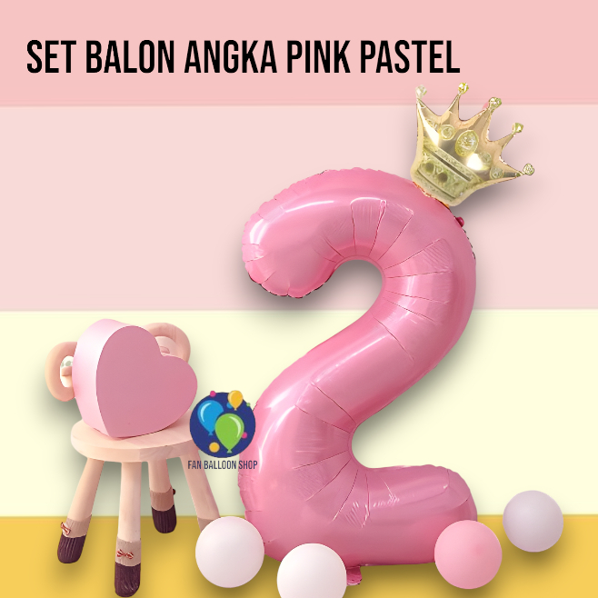 Jual Paket Balon Pastel Pink Angka / Set Balon Angka Jumbo Besar ...