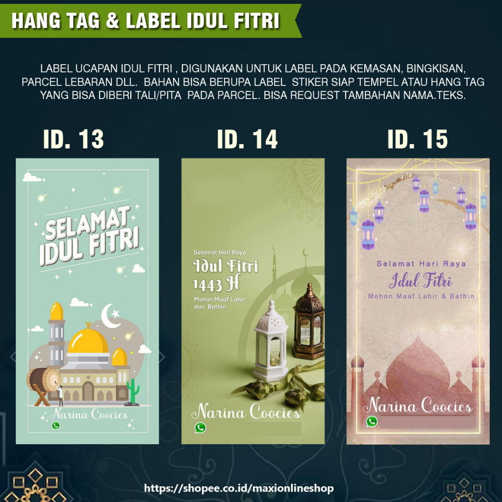 Jual Stiker Idul Fitri Lebaran Custom Nama - Label Idul Fitri - Stiker ...