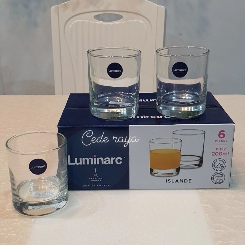 Jual gelas jus kaca / whisky luminarc islande 200 ml 1kotak isi 6 bh ...