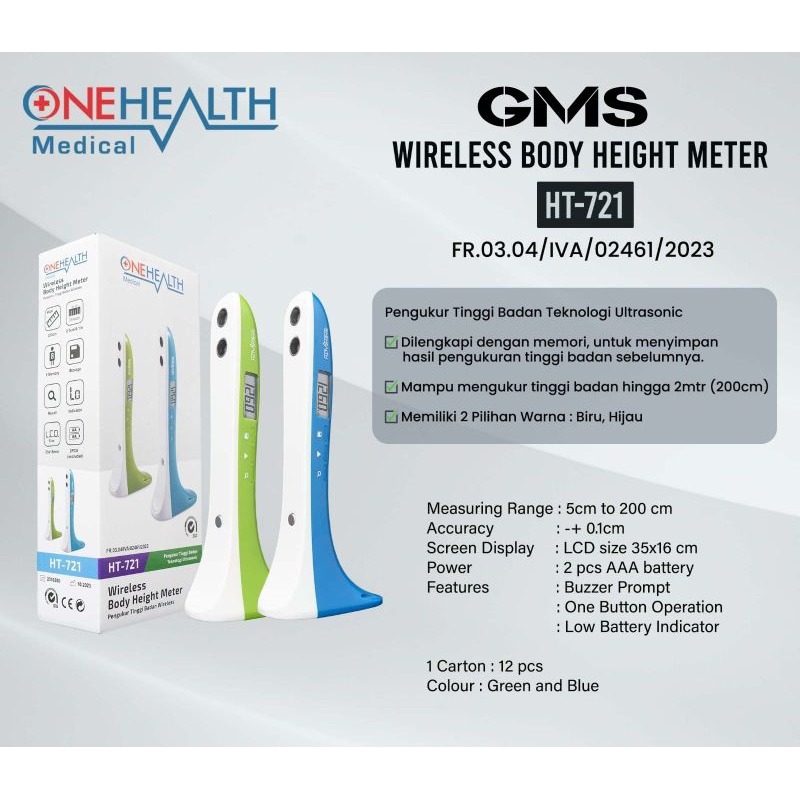 Jual Alat Ukur Tinggi Badan Digital HT-721 Onehealth / Gea Digital ...