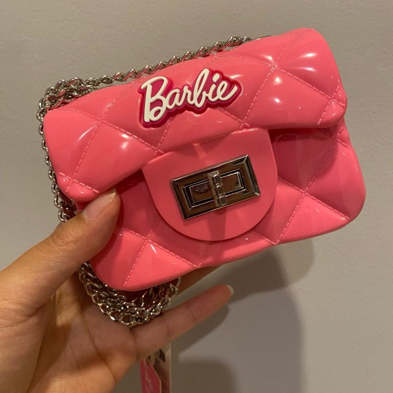 Jual tas mini barbie miniso selempang bahan silikon tali rantai silver ...