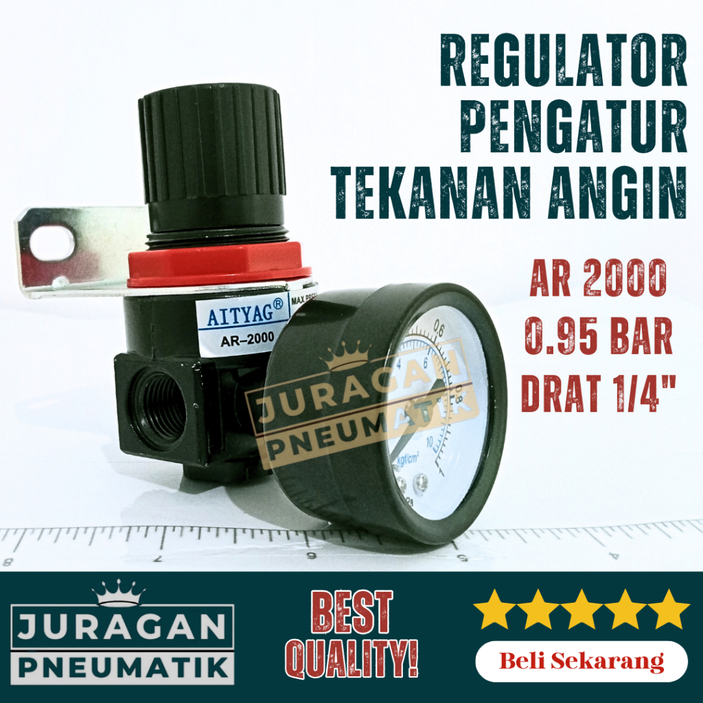 Jual REGULATOR AR 2000 PENGATUR TEKANAN ANGIN KOMPRESSOR UDARA DRAT 1/4" | Shopee Indonesia