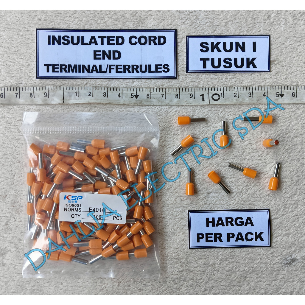 Jual SKUN I FERRULES E4010 ORANGE FOR CABLE 4MM 1 PACK (100 PCS ...