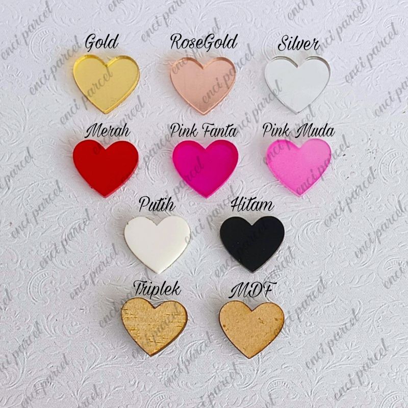 Jual simbol love bentuk hati cinta bahan akrilik gold rosegold silver ...
