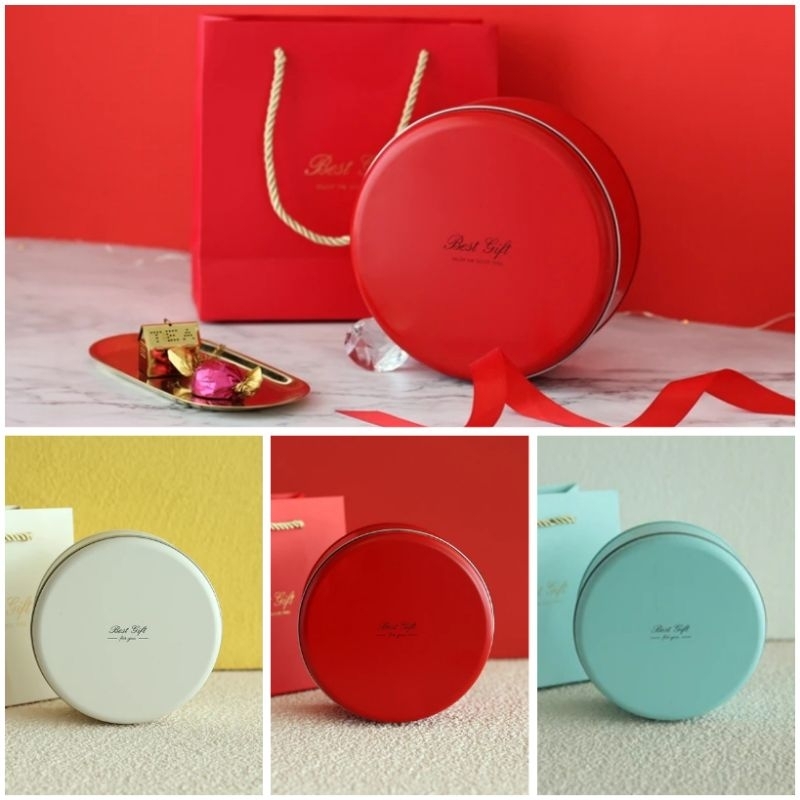 Jual (BK3) Box Kaleng Cookies Best Gift Polos Doff Diameter 13.5cm ...