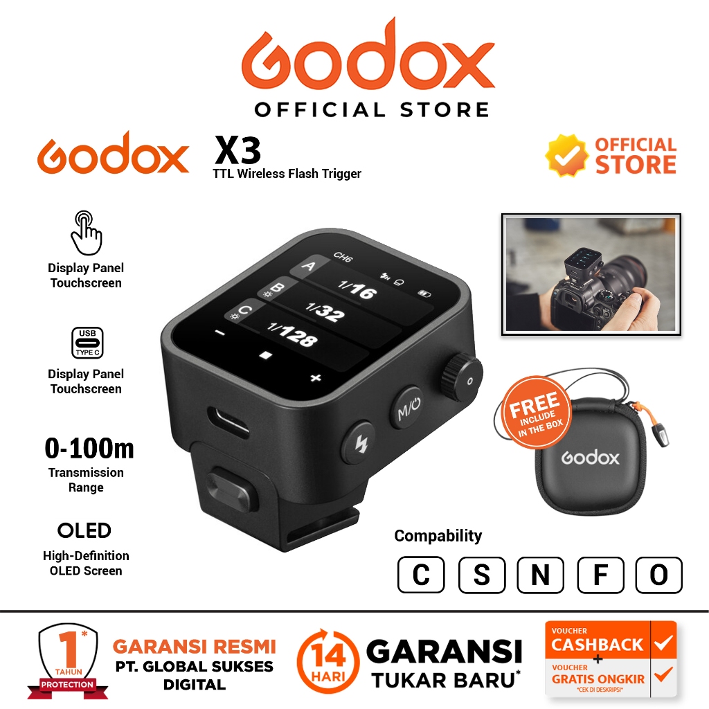 Jual Godox X3 Trigger Touchscreen TTL Wireless Flash Trigger Godox X 3 ...