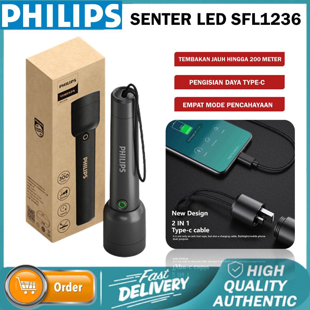 Jual Philips Lampu Senter LED / Senter Police Swat Flashlight Super ...