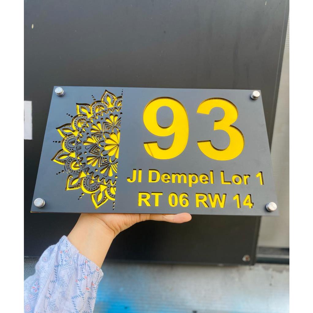 Jual Nomor Rumah Motif Pattern 35 x 20 cm plat nomor rumah ACP nama ...