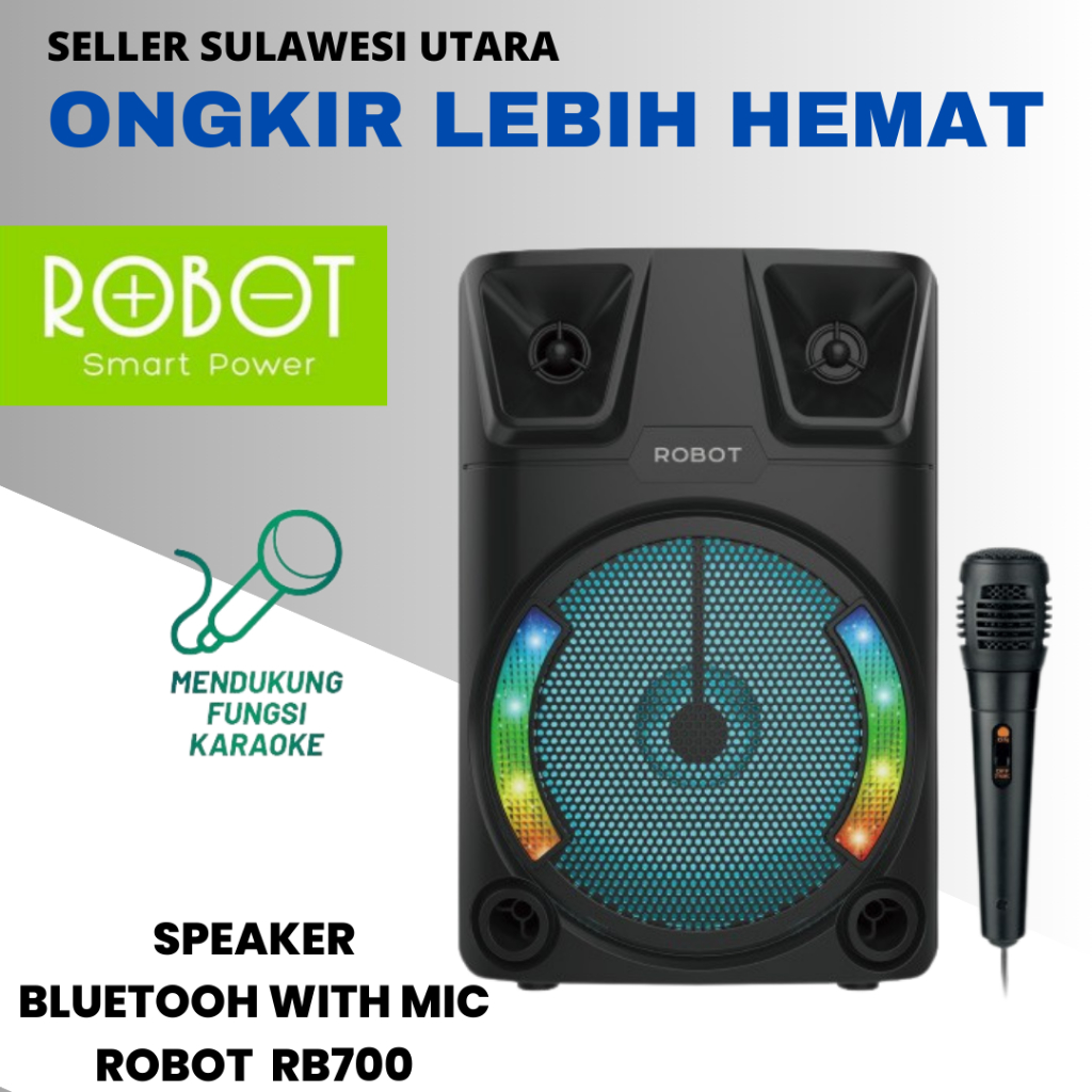 Jual SPEAKER BLUETOOTH KARAOKE WITH MIC ROBOT RB700 OUTDOOR RGB 10W ...