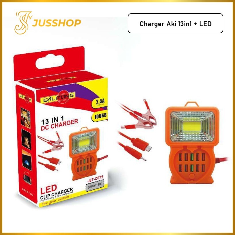 Jual Charger Aki 13in1 + LED / Charger Aki + Lampu LED 13in1 Universal ...