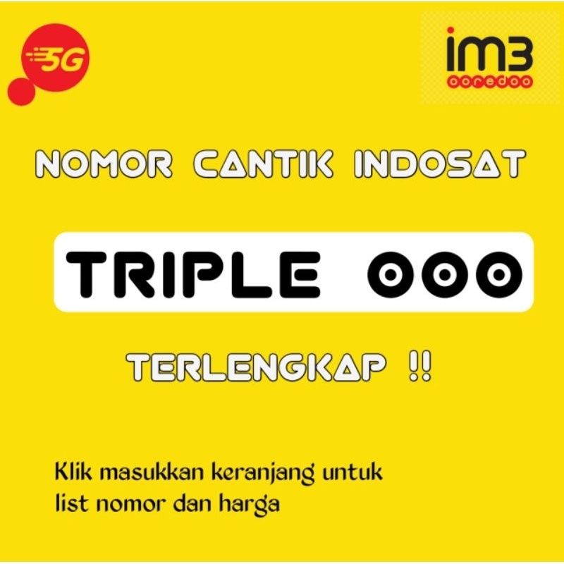 Jual Nomor Cantik Indosat Im3 Triple 000 Ekor 1000 3000 4000 5000 6000 ...
