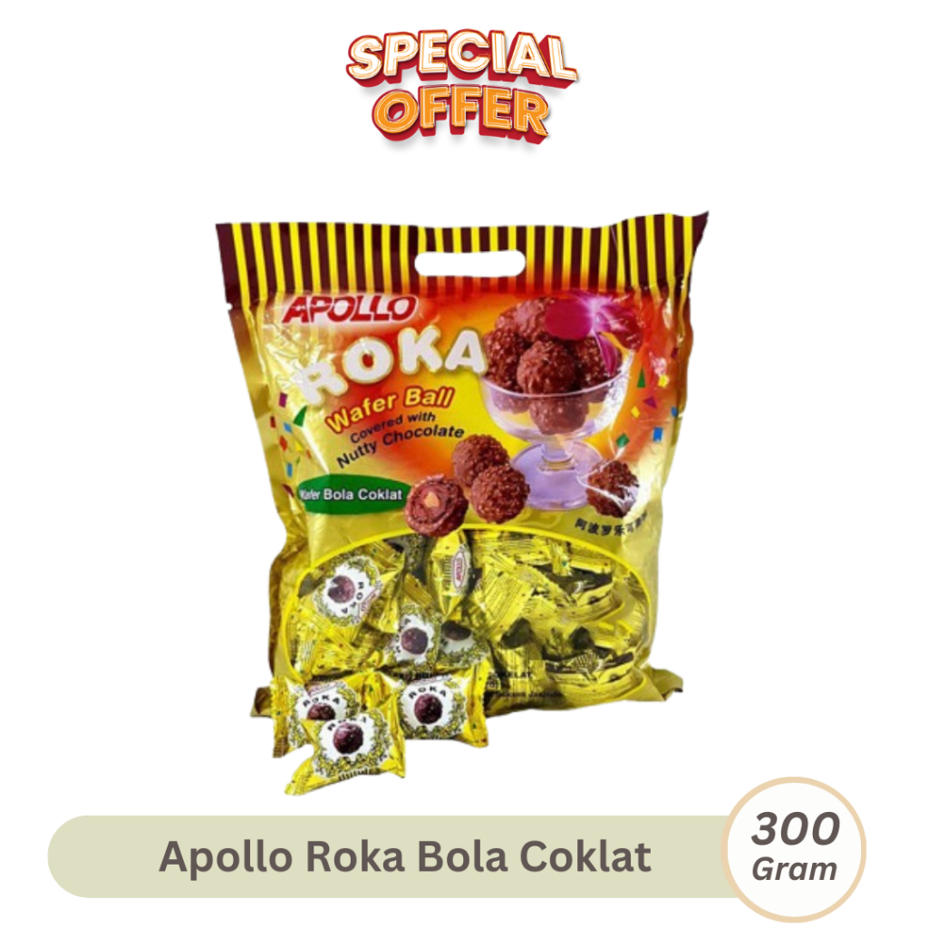 Jual Roka Apollo Bola Chocolate 300gr isi 50pcs Wafer Ball Snack Coklat ...