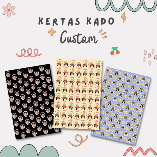 Jual Kertas Kado Custom 3 lembar + free packing tube | Shopee Indonesia