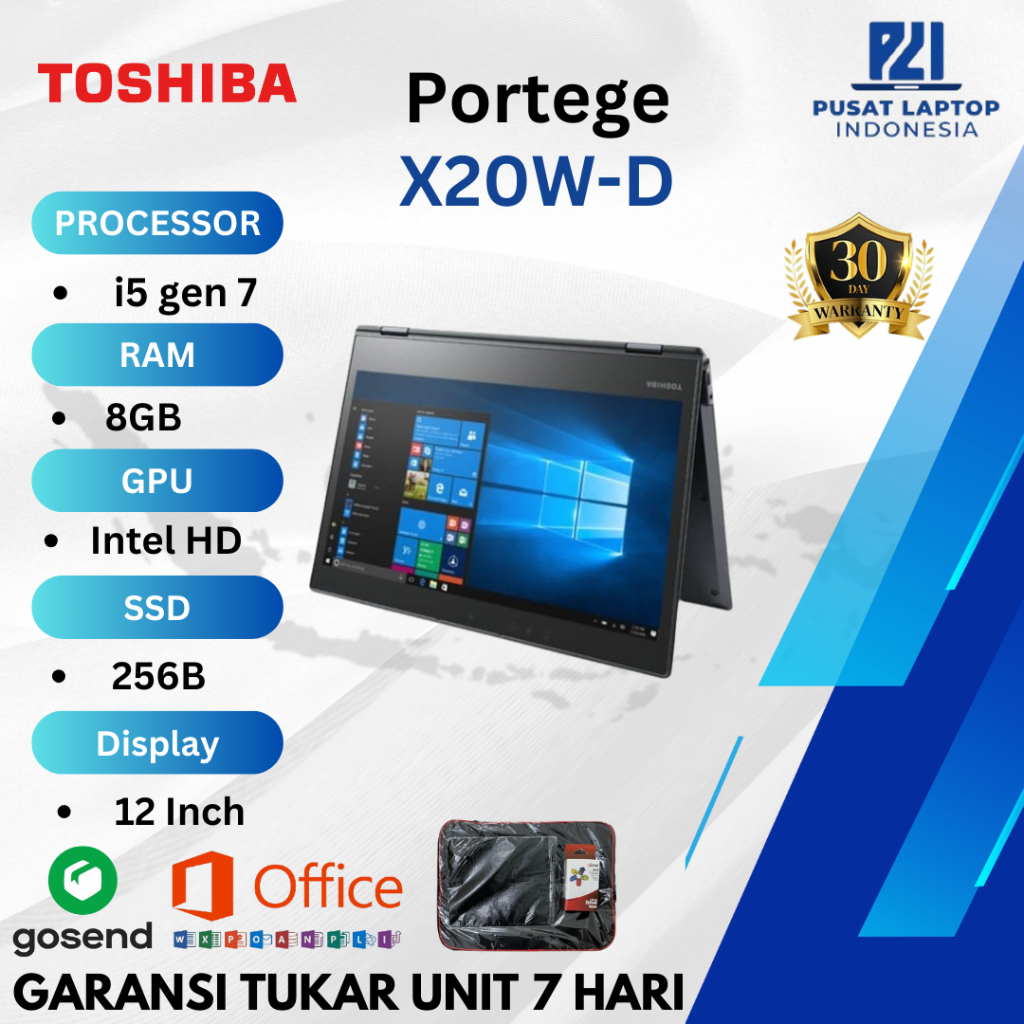 Jual Toshiba Portege X20W-D/R830/R30-A i5 gen 7 Ram 8 Second Original ...