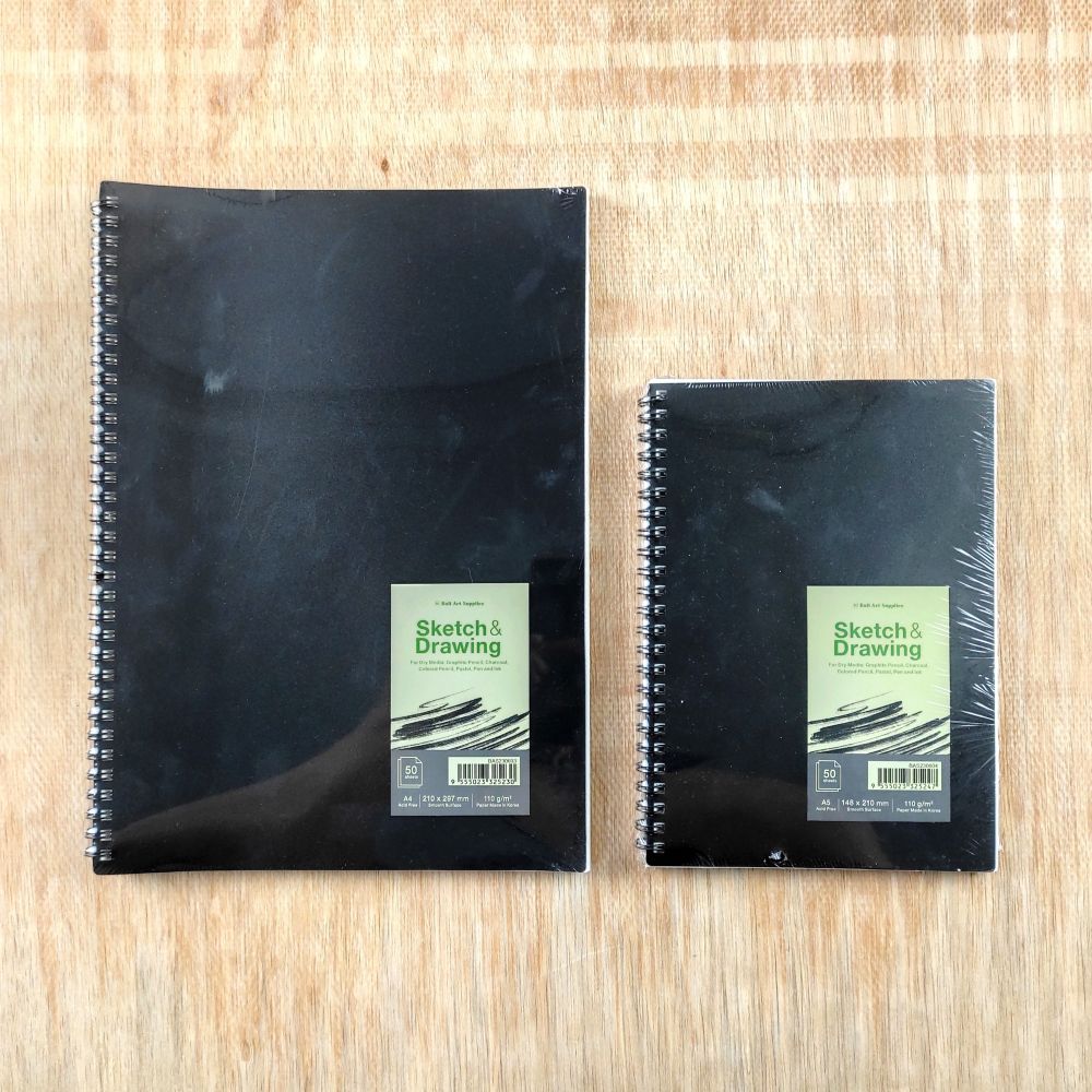 Jual BALIARTEMEDIA Wire-O Black PP Sketch Book 110gsm A5/A4/A3 - Buku ...