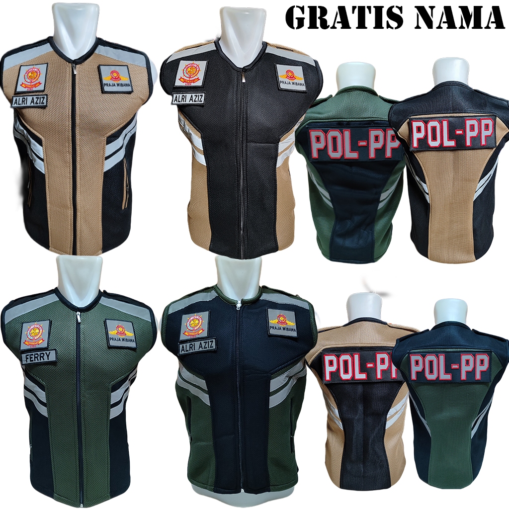 Jual Rompi Pol Pp Rompi Satpol Pp DoubleMesh Tebal Coklat Dan Hijau ...