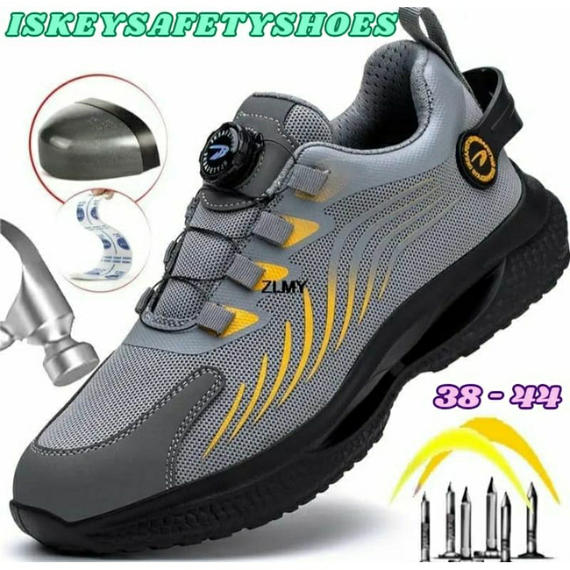 Jual SEPATU SAFETY ABU KUNING TALI PUTAR IMPORT | Shopee Indonesia