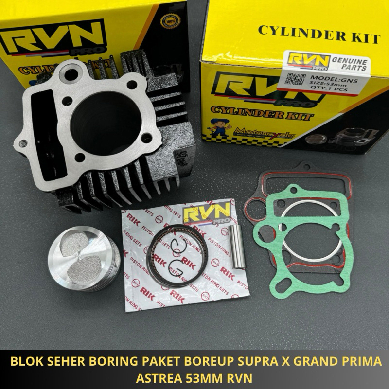Jual BLOK SEHER BORING PAKET BOREUP BORE UP SUPRA X GRAND PRIMA ASTREA 53MM 53 MM RVN THAILAND ...