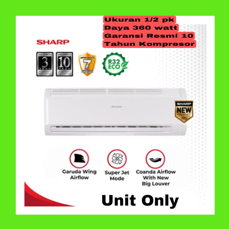 Jual BEKASI LOW WATT 360 WATT AC SHARP AH-A 5 BEY / AH-A 05 SAY 1/2 PK ( UNIT ONLY ) | Shopee ...