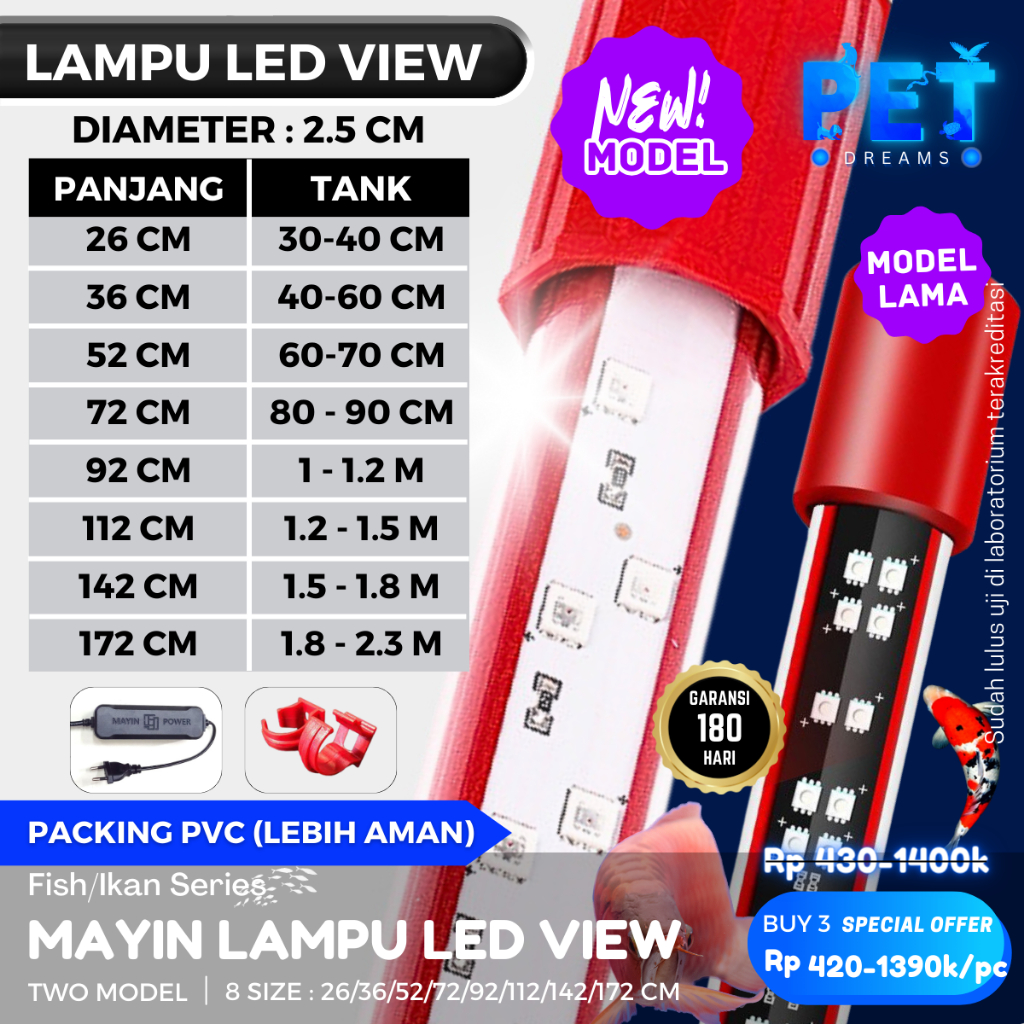 Jual LAMPU MAYIN LED VIEW / PLUS DAY NIGHT UV AQUARIUM KOLAM KOI KOKI ...