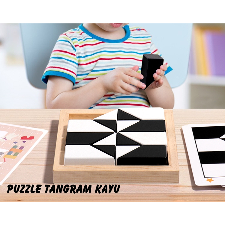 Jual Puzzle Tangram Kayu / Wooden Square Puzzle / Mainan Edukasi Anak ...