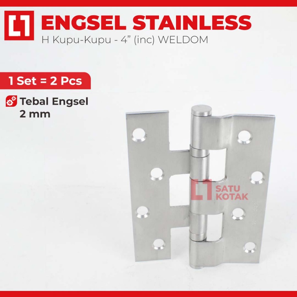 Jual WELDOM Engsel H Kupu Kupu Pintu Aluminium Stainless 4" | Shopee ...