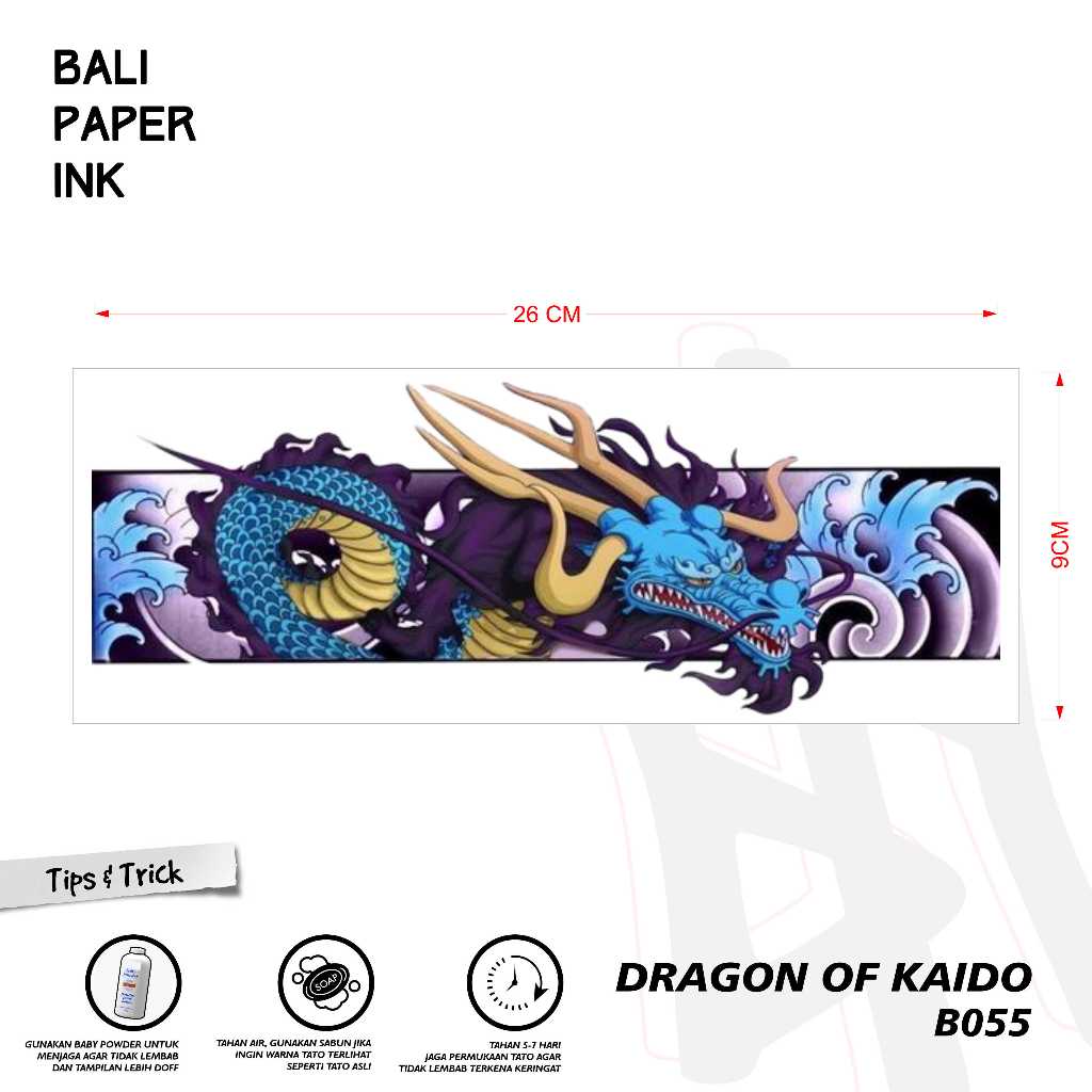 Jual Bali Paper Ink B055 Dragon Of Kaido Tattoo Temporary Basic Tato ...