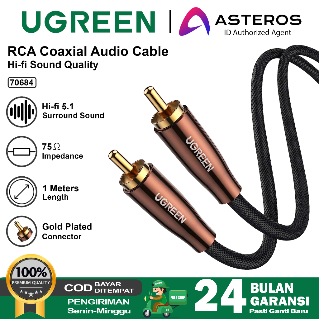 Jual UGREEN Kabel Digital Audio Coaxial SPDIF RCA AV Male to Male 70684 ...