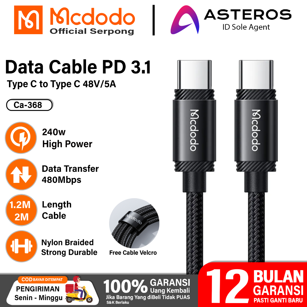 Jual MCDODO Kabel Data Type C to Type C Fast Charging PD 3.1 240w For Laptop Macbook | Shopee ...