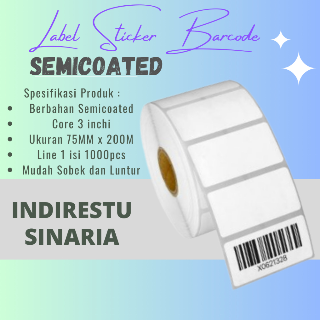 Jual Label Sticker Barcode Semicoated 75mm x 200mm | Shopee Indonesia