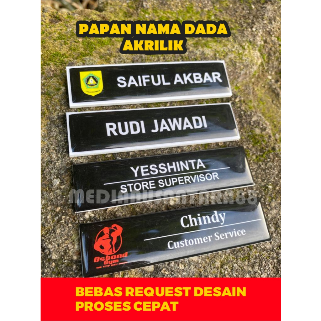 Jual Name Tag Nama Dada Magnet Peniti Akrilik Resin | Shopee Indonesia