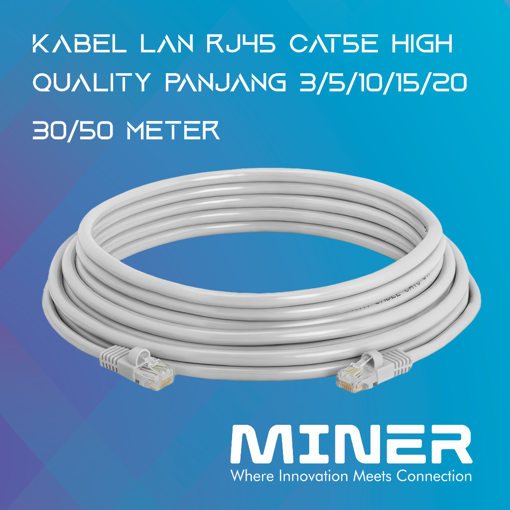 Jual Kabel Lan RJ45 Cat5e Panjang 1/3/5/10/15/20/30/50 Meter | Shopee ...