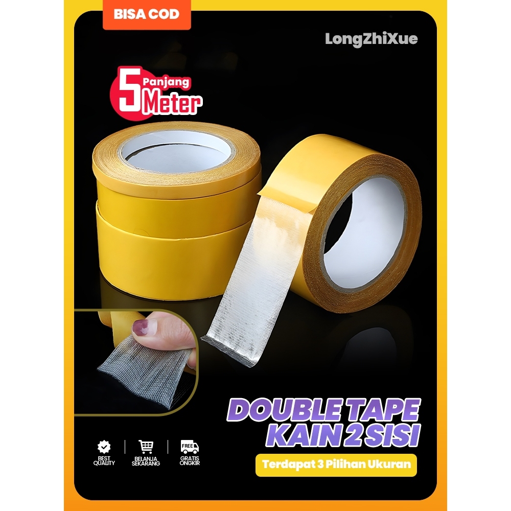 Jual Lakban Kuning Double Tape Selotip Lem Perekat Kuat Dinding Isolasi ...