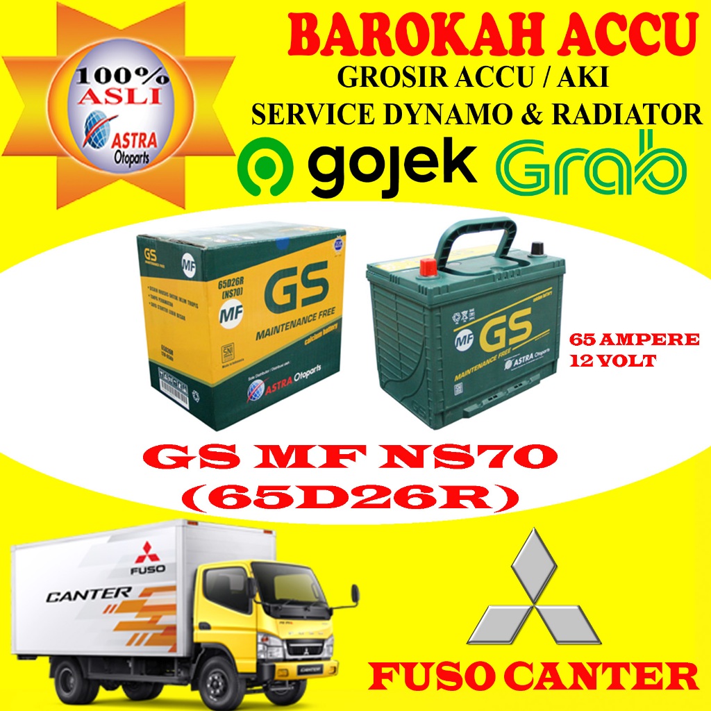 Jual AKI MOBIL MITSUBISHI FUSO CANTER GS MF NS70 / 65D26R , 65 AH ASTRA OTOPARTS | Shopee Indonesia