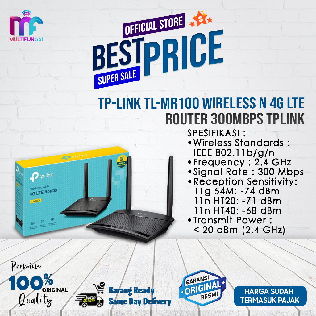 Jual TP-LINK TL-MR100 Wireless N 4G LTE Router 300Mbps TPLINK | Shopee ...